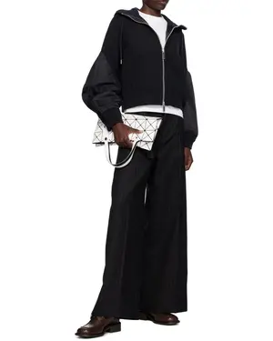 Sacai Panelled Zip-up Hooded Drawstring Jacket - Black