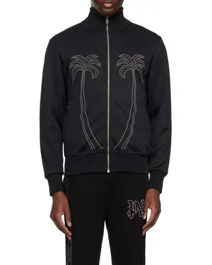 Palm Angels Milano Stud Embellished Zipped Track Jacket