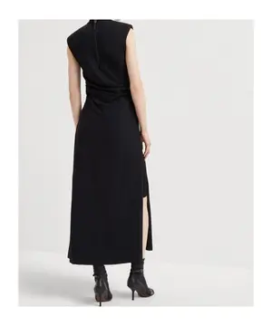 Brunello Cucinelli High-neck Sleeveless Draped Midi Dress