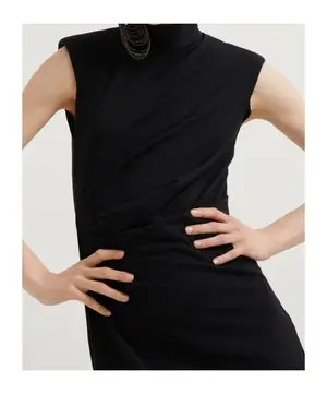 Brunello Cucinelli High-neck Sleeveless Draped Midi Dress