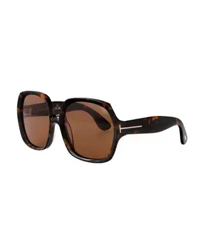 TOM FORD Tortoiseshell Geometric Frame Sunglasses - Brown