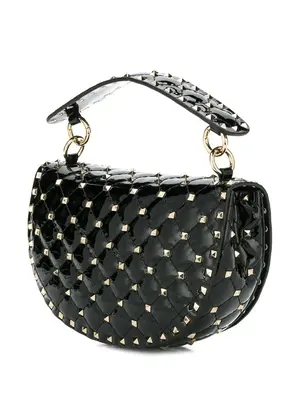 Valentino Garavani Rockstud Quilted Rivet Saddle Bag - Black