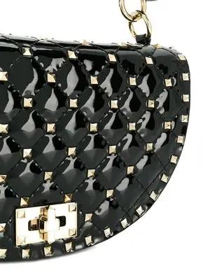 Valentino Garavani Rockstud Quilted Rivet Saddle Bag - Black