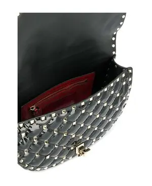 Valentino Garavani Rockstud Quilted Rivet Saddle Bag - Black