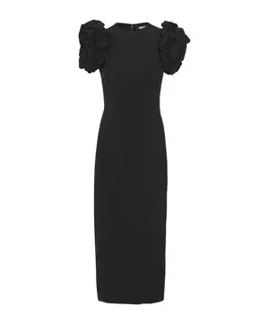 ROTATE BY BIRGER CHRISTENSEN Crepe Puffy Sleeve Midi Dress