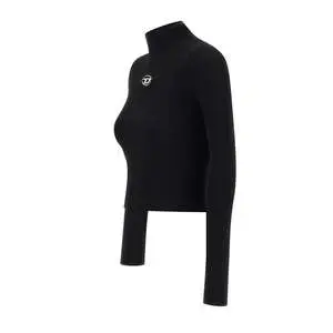 DIESEL® Rib-knit High-neck Top With Metal Oval D Detail