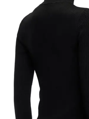 DIESEL® Rib-knit High-neck Top With Metal Oval D Detail