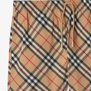 Burberry Check Printed Drawstring Swim Shorts - Sand-colored