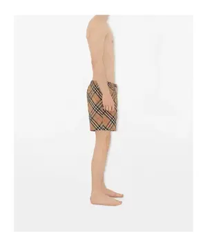 Burberry Check Printed Drawstring Swim Shorts - Sand-colored