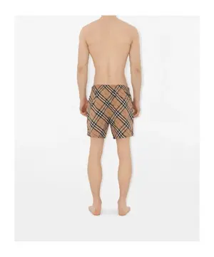 Burberry Check Printed Drawstring Swim Shorts - Sand-colored