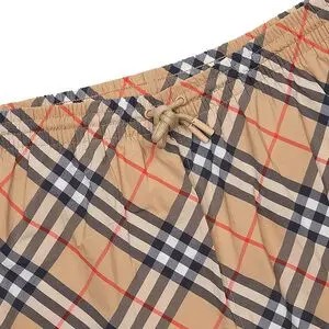 Burberry Check Printed Drawstring Swim Shorts - Sand