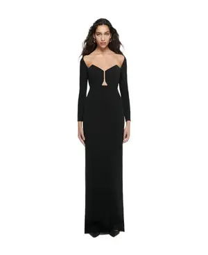 Roland Mouret Long-sleeve Gown With Cut-out Detail