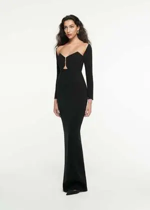 Roland Mouret Long-sleeve Gown With Cut-out Detail