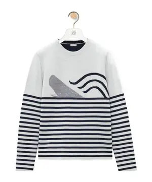 Loewe Whale Motif Striped Wool Sweater