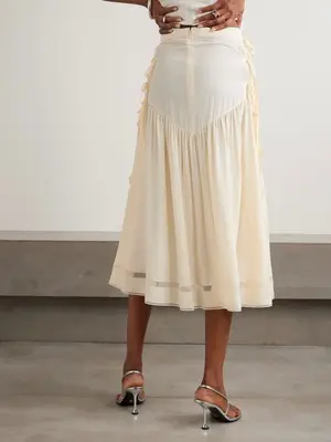 Rabanne Midi Skirt With Side Bow Detail - Off White