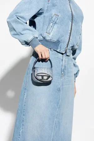 DIESEL® 1dr Denim-print Leather Mini Bag