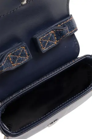 DIESEL® 1dr Denim-print Leather Mini Bag