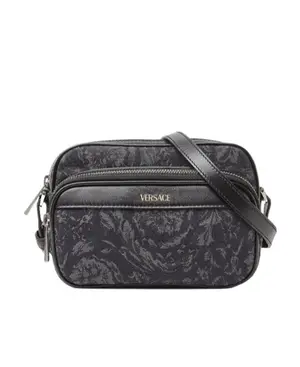 Versace Barocco Athena Zip-up Messenger Bag - Black