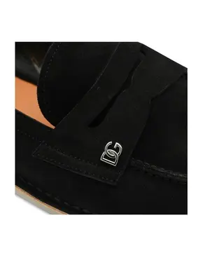Dolce & Gabbana Suede Slip-on Loafers With Branded Hardware - Black