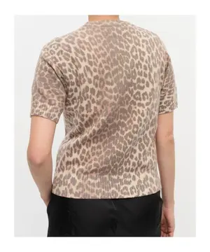 GANNI Leopard Print Crewneck T-shirt With "have A Nice Day!" Embroidery - Leopard Color