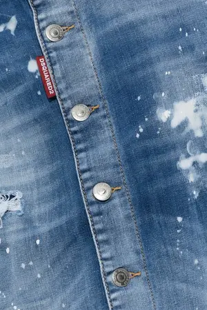 Dsquared2 Distressed Denim Midi Skirt