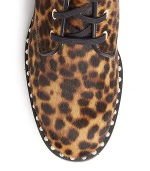 STUART WEITZMAN Leopard Print Lace Up Boots