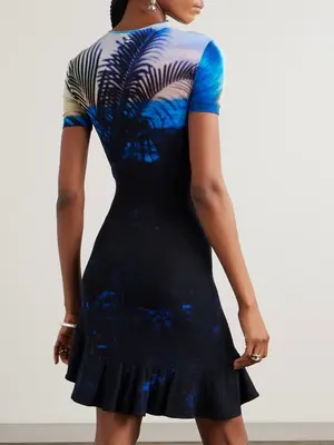 Rabanne Sunset-printed Second-skin Jersey Mini Dress - Black