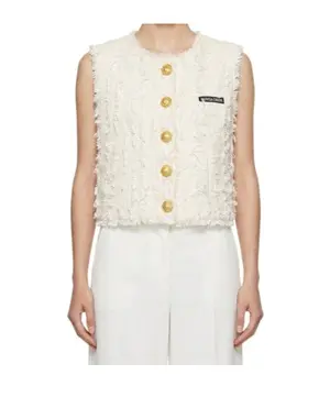 Marissa Chiara Sleeveless Textured Vest With Button Detail