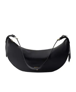 Prada Triangle-logo Demi-lune Shoulder Bag - Black