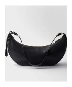 Prada Triangle-logo Demi-lune Shoulder Bag - Black