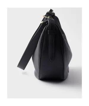 Prada Triangle-logo Demi-lune Shoulder Bag - Black