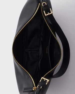 Prada Triangle-logo Demi-lune Shoulder Bag - Black
