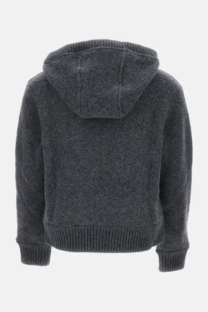 Thom Browne Zip-up Drawstring Knitted Hoodie - Black