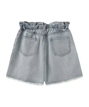 Marissa Chiara Belted Logo Print Denim Shorts