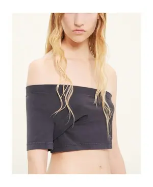 COURREGES Courrèges Tuba Printed Stonewashed Cropped Top
