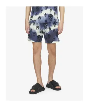 Alexander McQueen Tie-dye Skull Swim Shorts - Navy/black