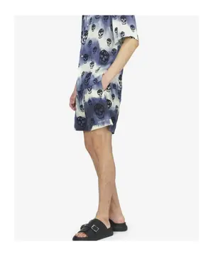 Alexander McQueen Tie-dye Skull Swim Shorts - Navy/black