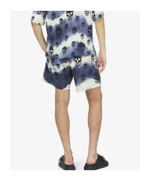 Alexander McQueen Tie-dye Skull Swim Shorts - Navy/black