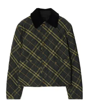 Burberry Quilted Check Jacket With Corduroy Collar