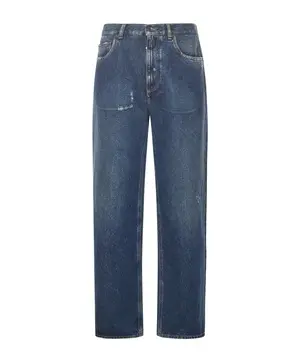 Dolce & Gabbana Straight Leg Distressed Denim Jeans - Blue