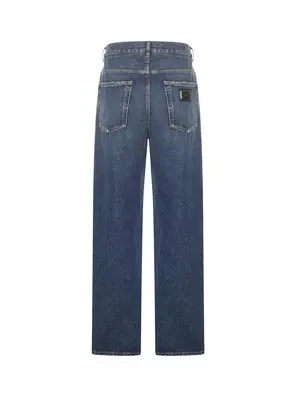 Dolce & Gabbana Straight Leg Distressed Denim Jeans - Blue
