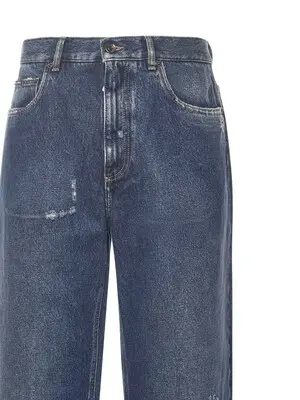 Dolce & Gabbana Straight Leg Distressed Denim Jeans - Blue