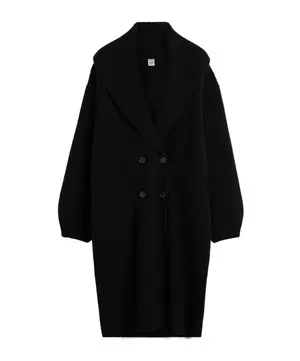 TOTEME Ribbed Shawl Collar Cardigan - Black