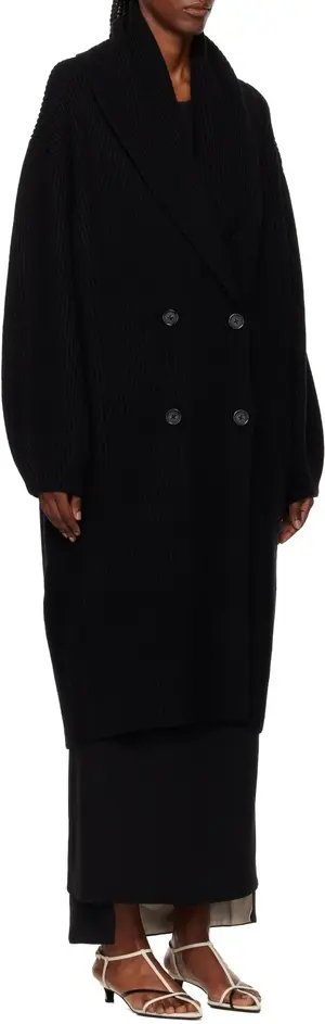 TOTEME Ribbed Shawl Collar Cardigan - Black