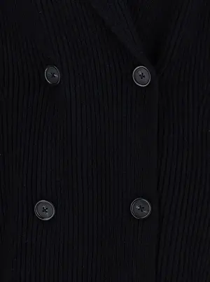 TOTEME Ribbed Shawl Collar Cardigan - Black