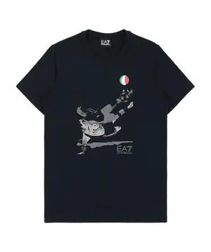 EA7 Logo T-shirt With Round Neck - Black