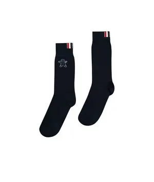 Thom Browne Crew Socks With Gingerbread Motif - Black
