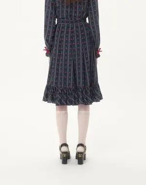 Valentino Garavani Crepe De Chine Midi Skirt With Cherry Print
