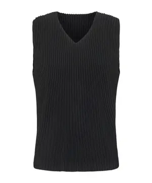 Issey Miyake Sleeveless V-neck Pleated Vest