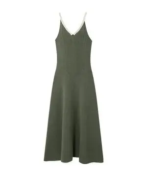 Loewe Ribbed Wool Mid-length V-neck Dress